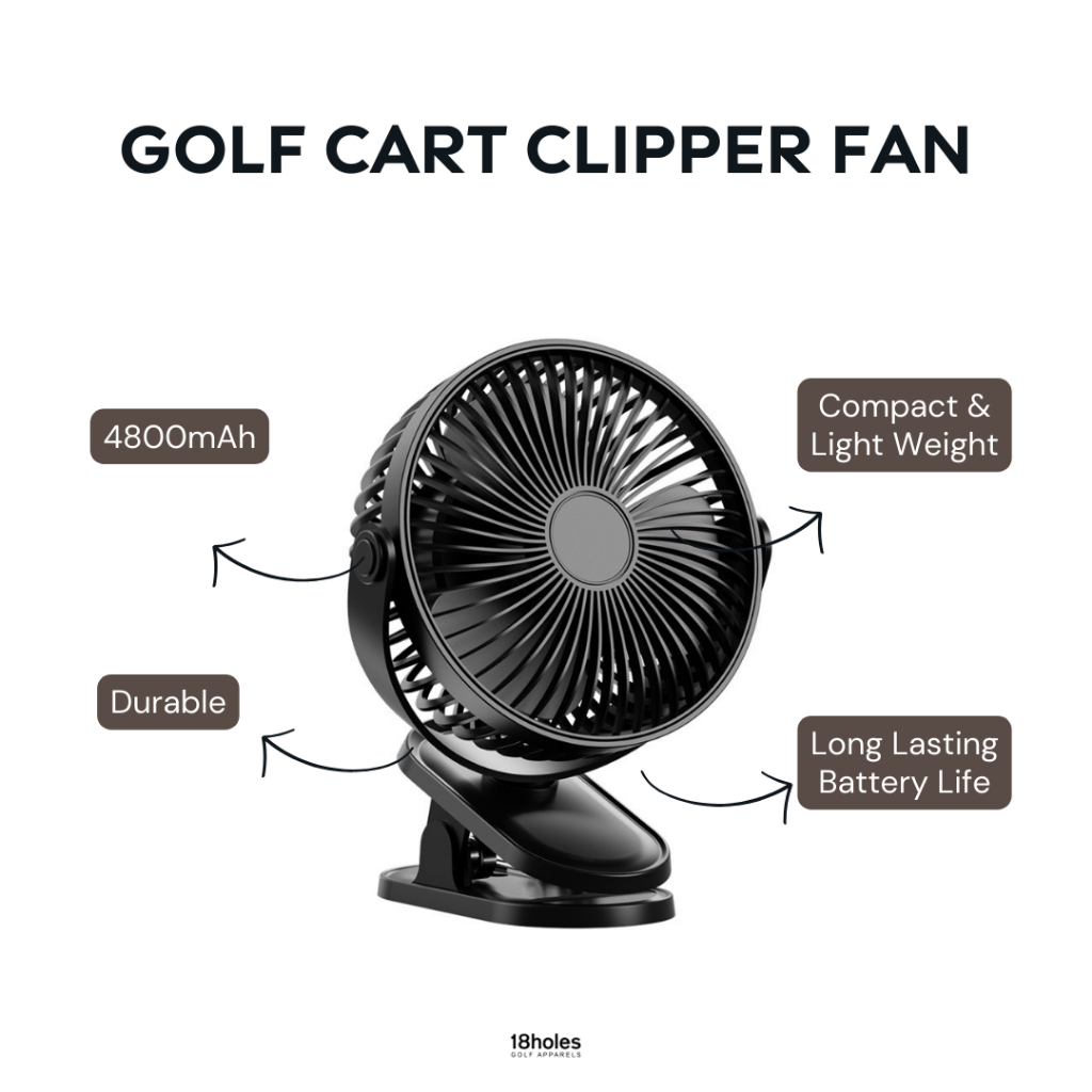 Jual 18HOLES 4800mAh Kipas Angin Type C Clip Mini Fan - Golf Cart Fan ...
