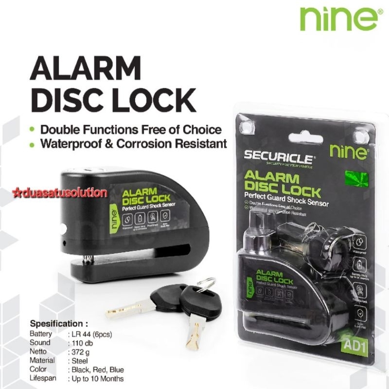 Jual ALARM DISC GEMBOK ALARM GEMBOK CAKRAM MOTOR NINE LUMINOSLED AD1 ...