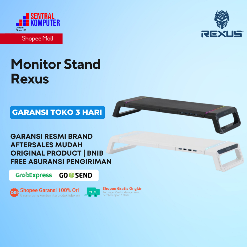 Jual Rexus FP03 FP-03 Trant Monitor LCD Stand RGB LED with USB 3.0 ...