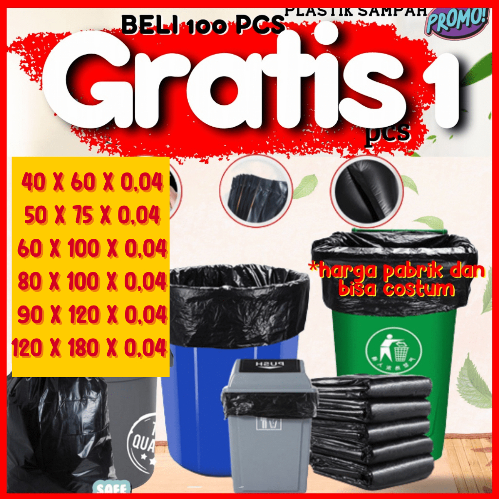 Jual HD Plastik Sampah | Kantong Sampah Hitam |Trash bag|Termurah Pabrik Grosir 40 x 60 | 50 x ...