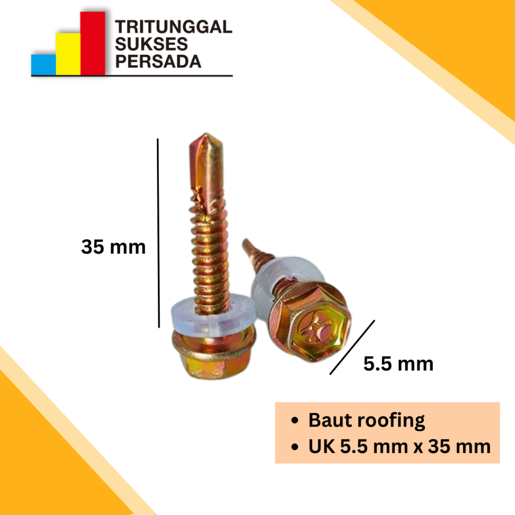 Jual Sekrup roofing baut baja ringan 5.5mm * 35mm(400 buah per kotak ...