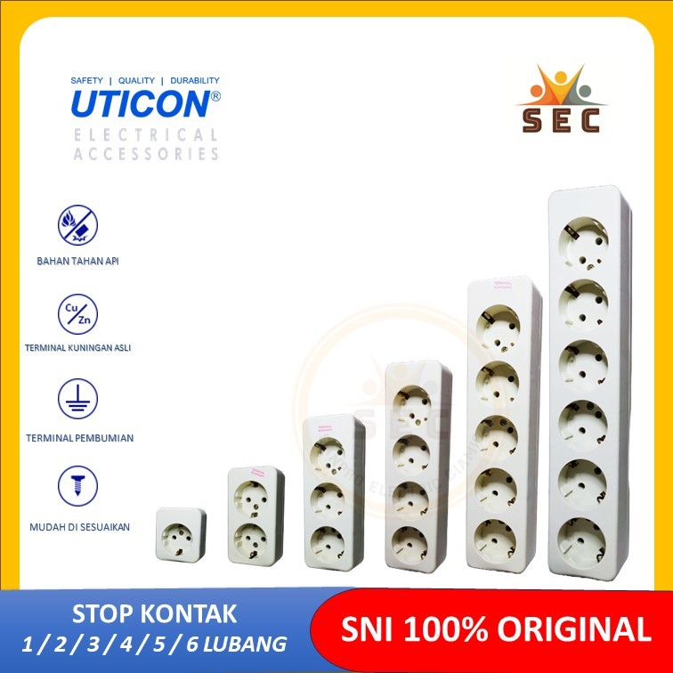 Jual UTICON STOP KONTAK ARDE 1 2 3 4 5 6 LUBANG 4L 2P TERMINAL KUNINGAN OB OUTBOW SNI | Shopee ...