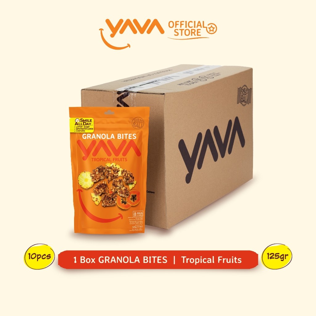 Jual YAVA Carton Pack Granola Bites Tropical Fruits ( 10 x 125g ...