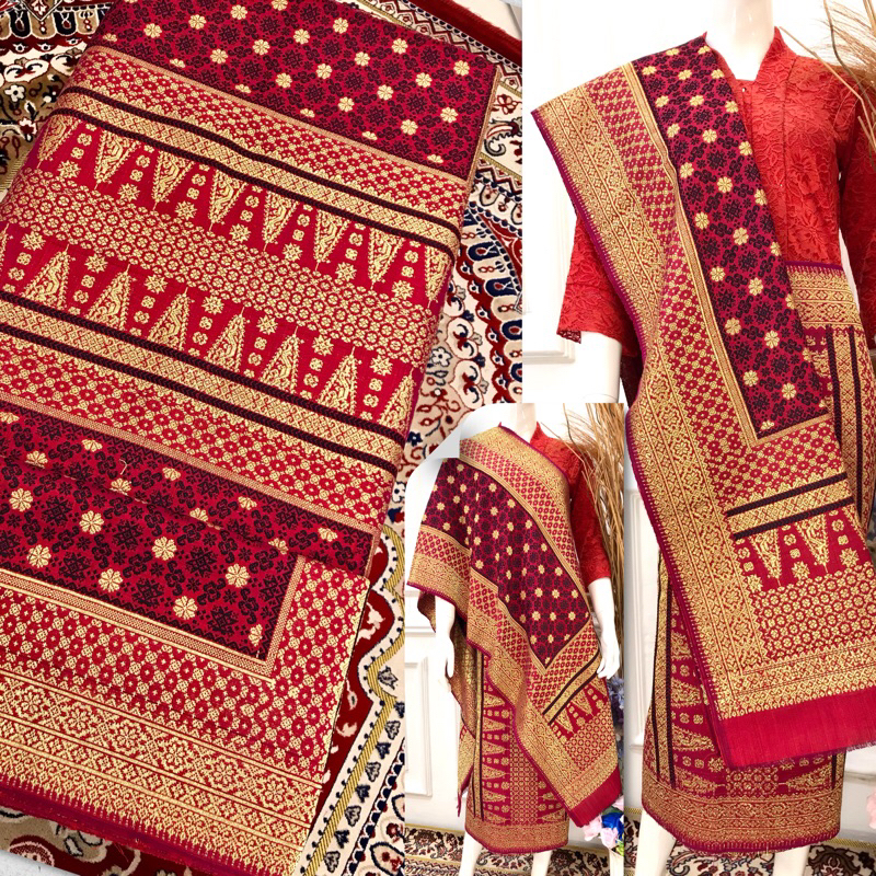 Jual SONGKET BUNGA CINA SALE MERAH GOLD TERBARU | Shopee Indonesia