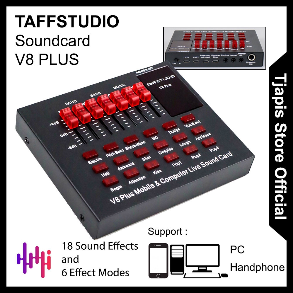 Jual TAFFSTUDIO BLUETOOTH USB EXTERNAL SOUNDCARD LIVE MIC HEADSET - V8 ...
