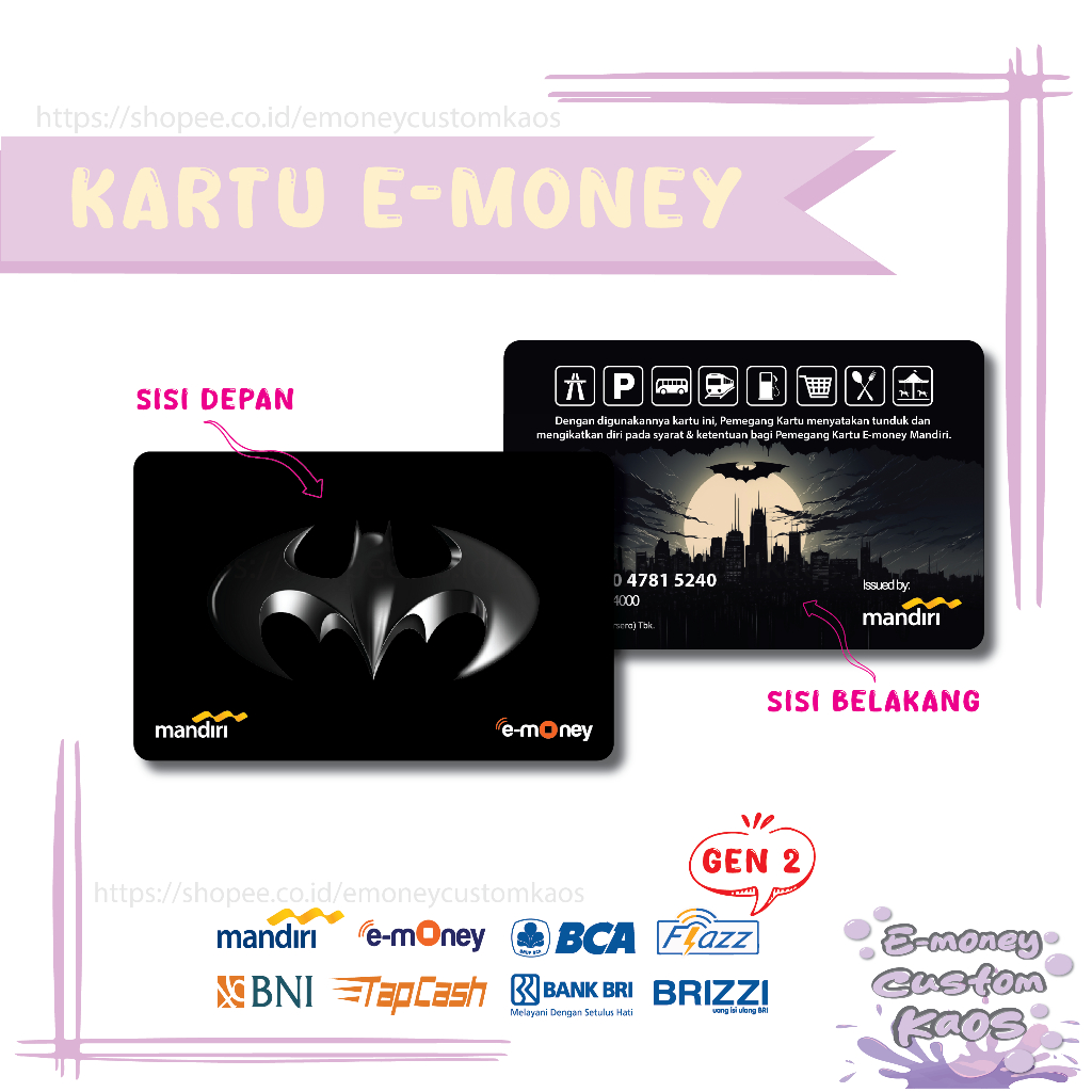 Jual KARTU EMONEY SUPERHERO BATMAN HITAM ETOLL MANDIRI FLAZZ BCA GEN 2 ...