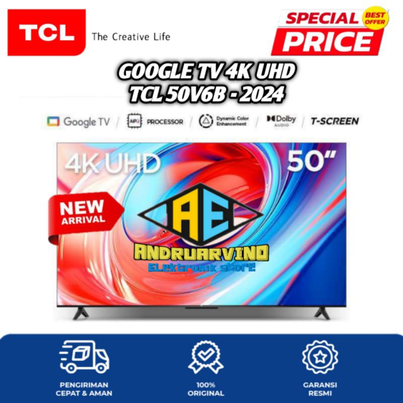 Jual TCL LED TV 50V6B - 50 inch Google TV - 4K UHD - Dolby Audio ...