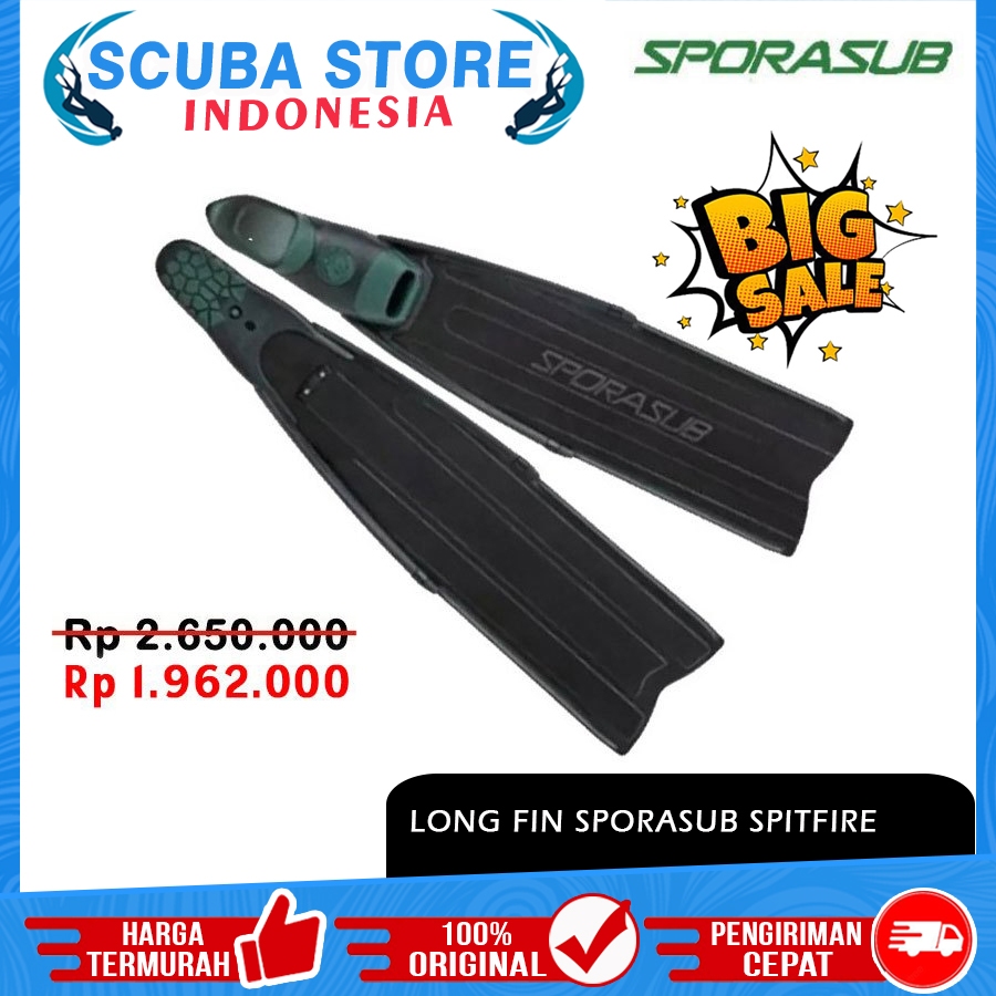Jual Long Fin Freediving Sporasub Spitfire Fins Apnea Freedive Kaki Katak Panjang Spearfishing ...