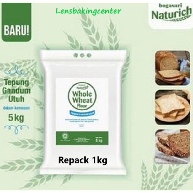 Jual Tepung Gandum Utuh Whole Wheat Flour Bogasari Naturich REPACK 1 KG ...
