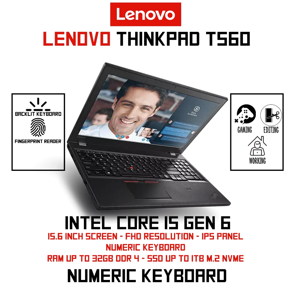 Jual LAPTOP SECOND LENOVO THINKPAD T560 CORE I5 GEN 6 32GB 1TB SSD ...