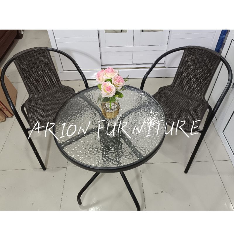 Jual Kursi Teras set 2 kursi 1 meja/meja taman kaca tempered/ Kursi ...