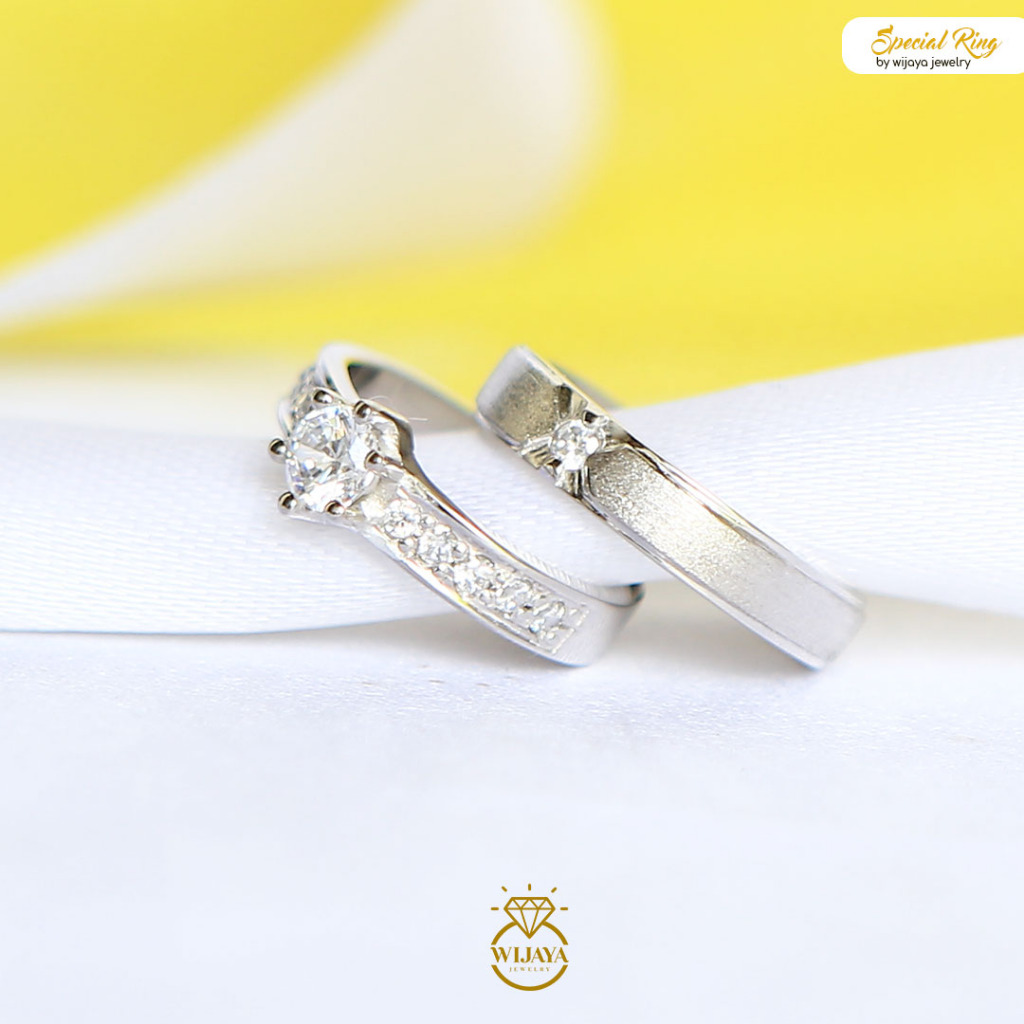 Jual Cincin Silver Emas Putih Permata Couple Nikah Kawin Tunangan ...