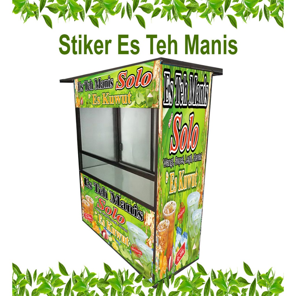Jual Stiker es teh solo dan kuwut gerobak booth gratis request ganti ...
