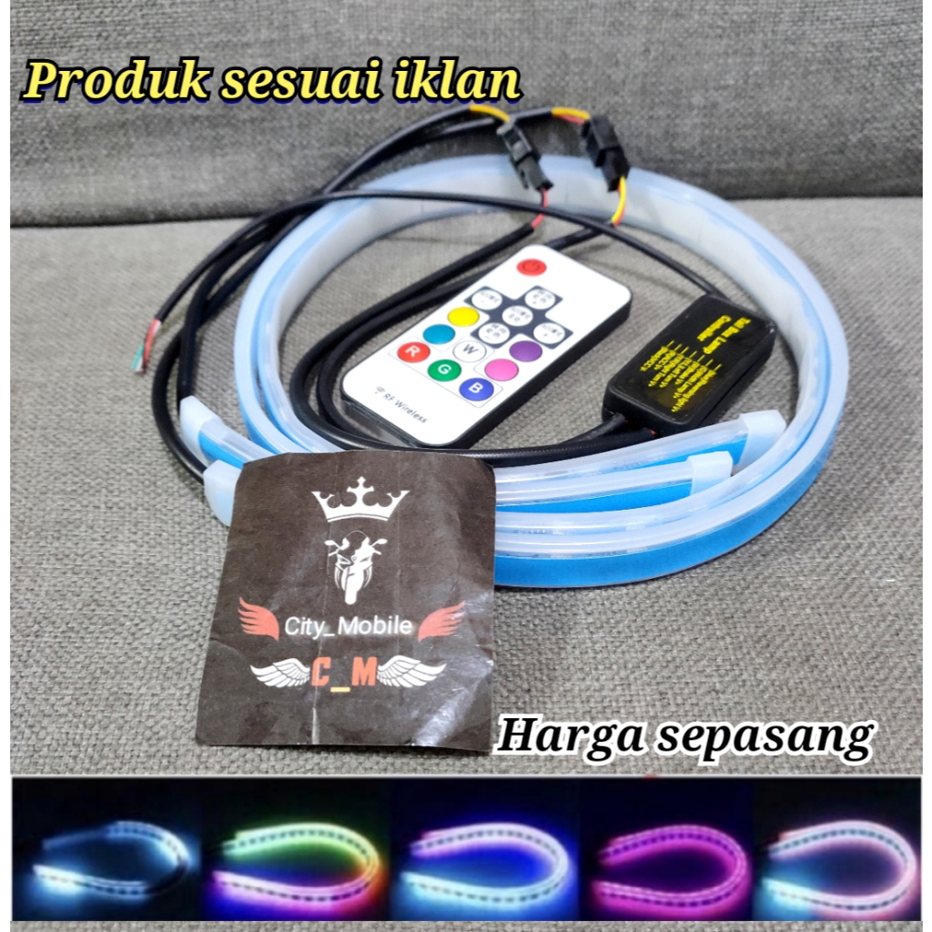 Jual Lampu Alis Led DRL Slim RGB Remot Sen Runing 60CM 12 Volt Harga ...