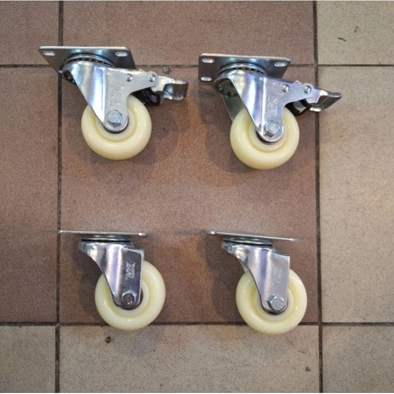 Jual Roda nilon medium duty 3 inch (2rem+2hidup) | Shopee Indonesia