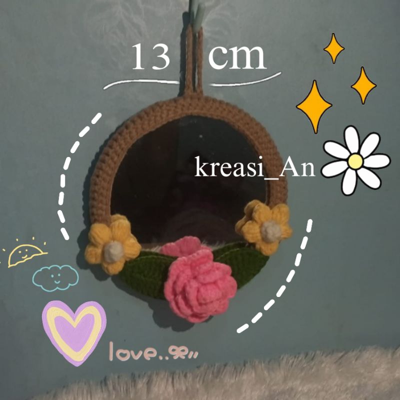 Jual AN cermin rajut/cermin aesthetic/cermin bunga/cermin gantung ...
