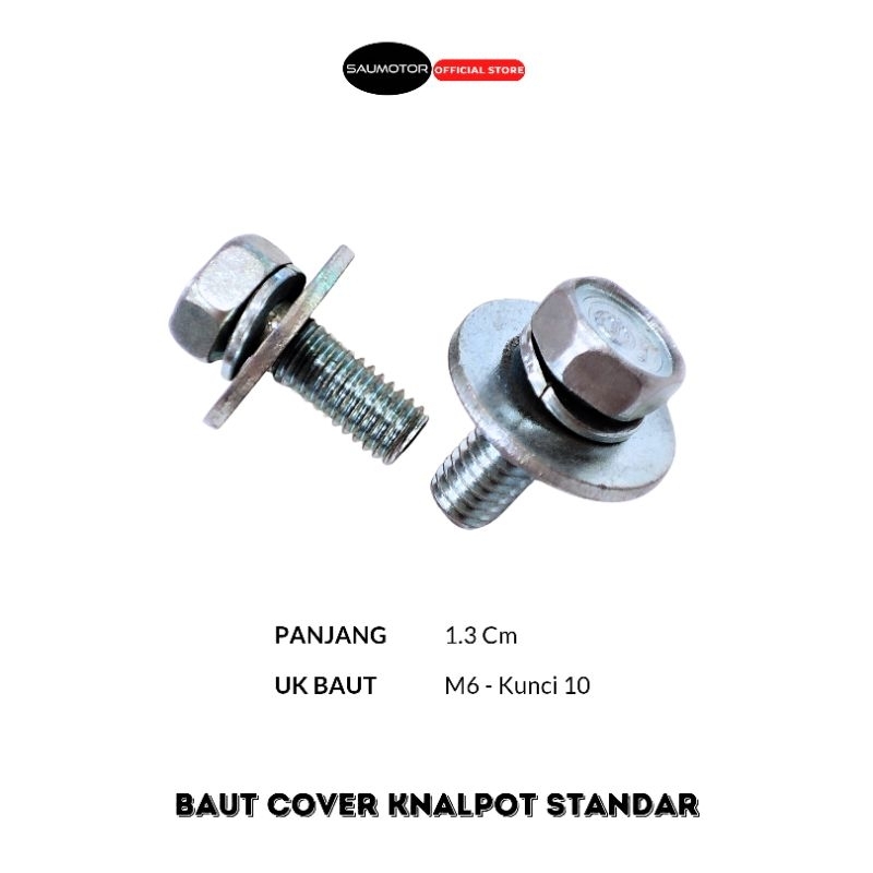 Jual Saumotor Baut cover knalpot SET M6 x 13 mm lengkap ring ISI 2 ...
