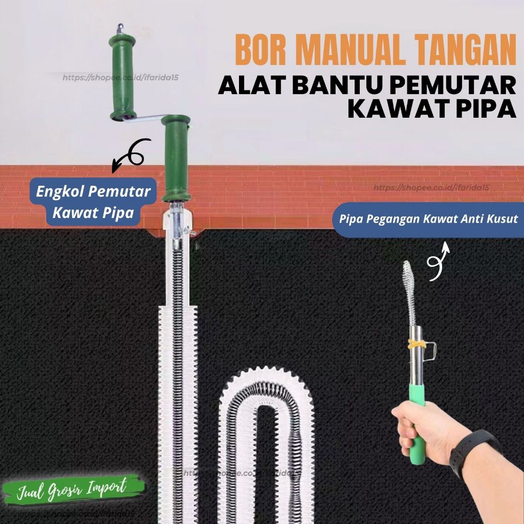 Jual Alat Pembersih Pipa Mampet Pipe Cleaner Kawat Dengan Adaptor Bor ...