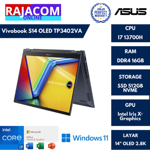 Jual ASUS VIVOBOOK S 14 Flip OLED tp3402va i7-13700h 512GB TOUCHSCREEN ...