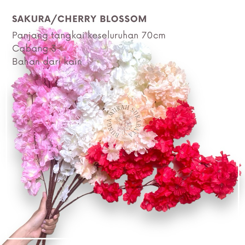 Jual BUNGA CHERRY BLOSSOM/BUNGA SAKURA TANGKAI PANJANG/BUNGA ARTIFICIAL ...