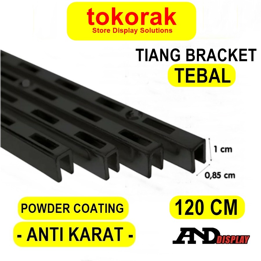 Jual TIANG BRACKET 120 CM REL BRAKET HITAM 120CM RAK DINDING 1,2 M 1.2 ...