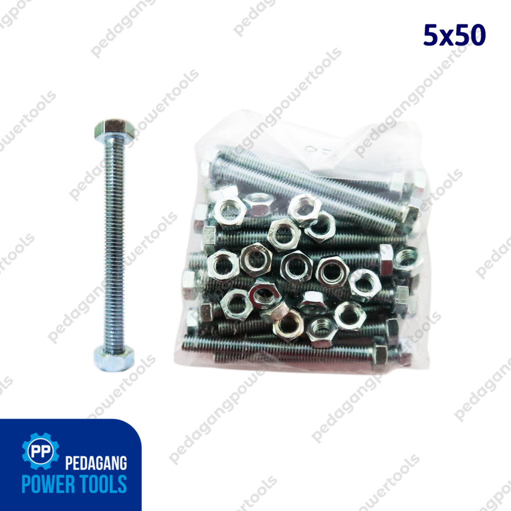 Jual JP Baut Mur M5 x 50 mm Isi 25 pcs Putih Kunci 8 Hexagon Skrup BM 5x50 | Shopee Indonesia