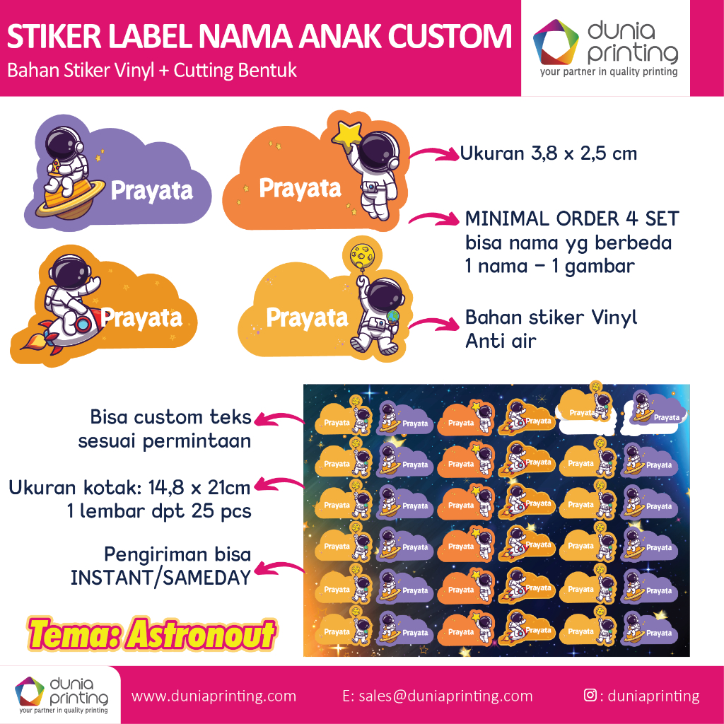 Jual Stiker Label custom Nama A5 - stiker buku, stiker kotak makan ...