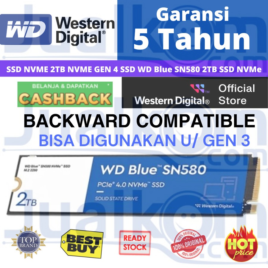 Jual SSD NVME 2TB NVME GEN 4 SSD WD Blue SN580 2TB SSD NVMe | Shopee Indonesia