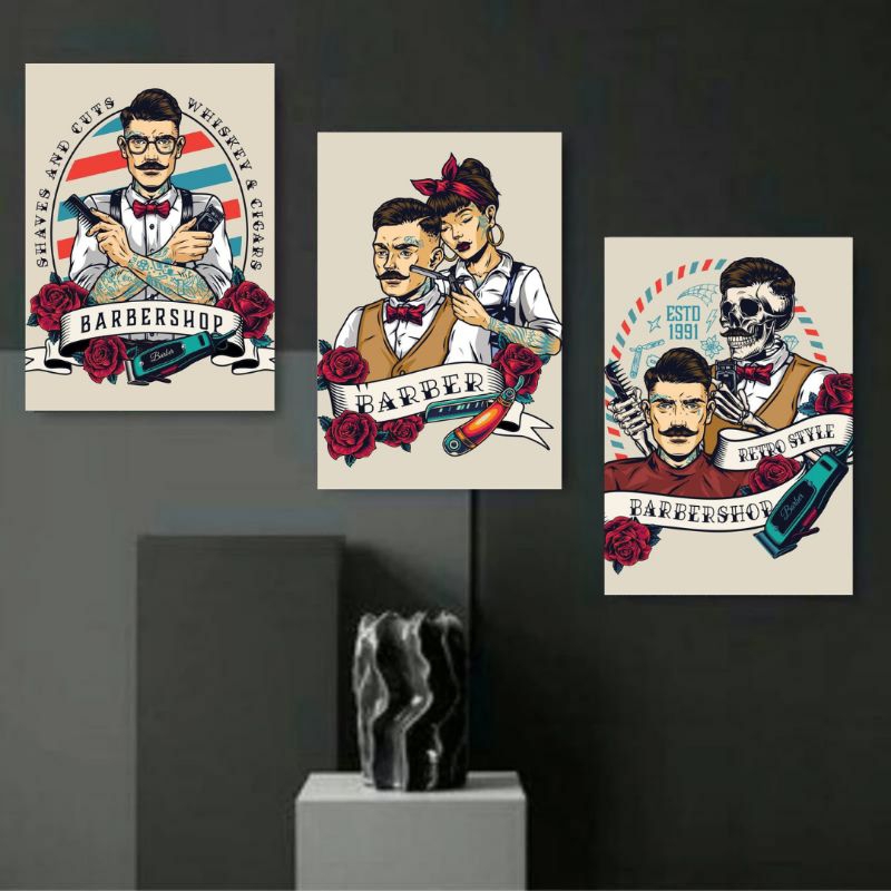 Jual MD~Poster Barbershop HIASAN DINDING BARBER SHOP / POSTER KAYU ...