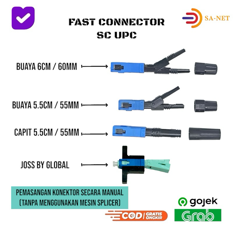Jual 1 PACK ISI 10 PCS FAST CONNECTOR SC UPC - KONEKTOR KABEL FIBER ...