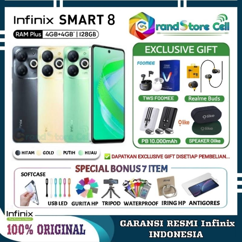 Jual INFINIX SMART 8 RAM 4/128GB | INFINIX SMART8 RAM 3/64GB | SMART 8 ...