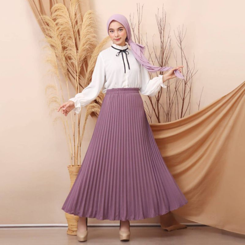 Jual Rok Panjang Plisket Payung / Skirt Long Plisket / Rok Kantoran / Rok Hyget Royal Premium ...
