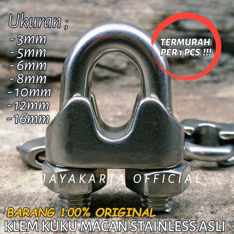 Jual Klem Kuku Macan Seling Stainless 8mm / 10mm / 12mm Anti karat ...