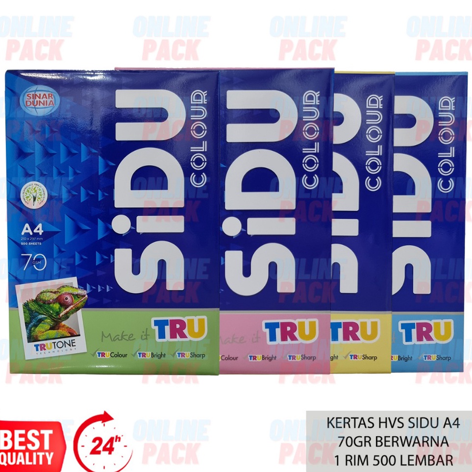 Jual Super Promo KERTAS HVS SIDU A4 7GR BERWARNA PINK HIJAU KUNING BIRU ...