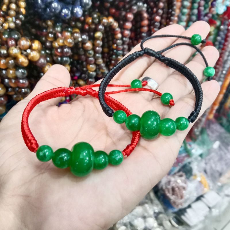Jual Gelang Tali Macrame Batu Giok Hijau China | Shopee Indonesia