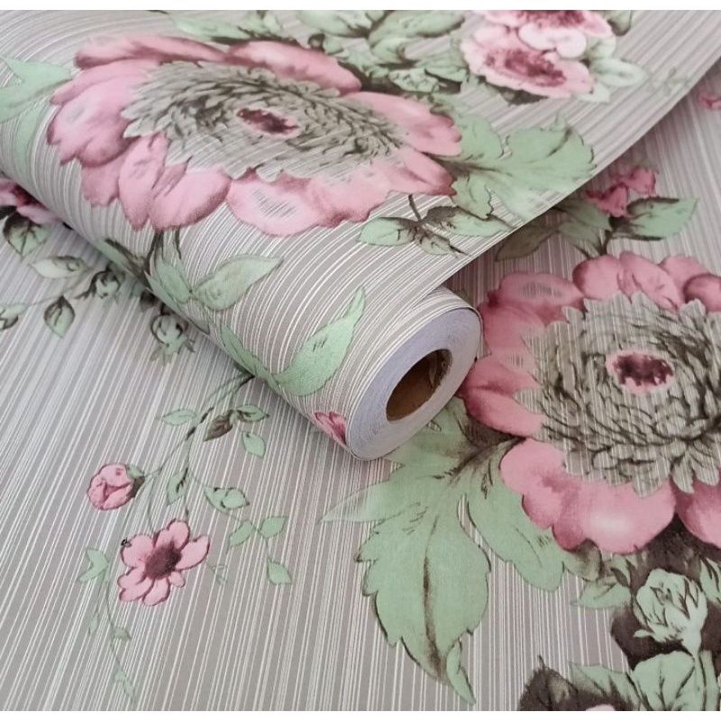 Jual PAKET HEMAT MURAH 4 ROL Wallpaper Dinding Sticker Motif Bunga Pink ...