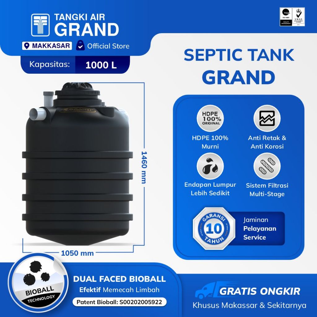 Jual Septic Tank Bio Septic Bio Tank 1000 Liter Garansi 10 Tahun Ramah ...