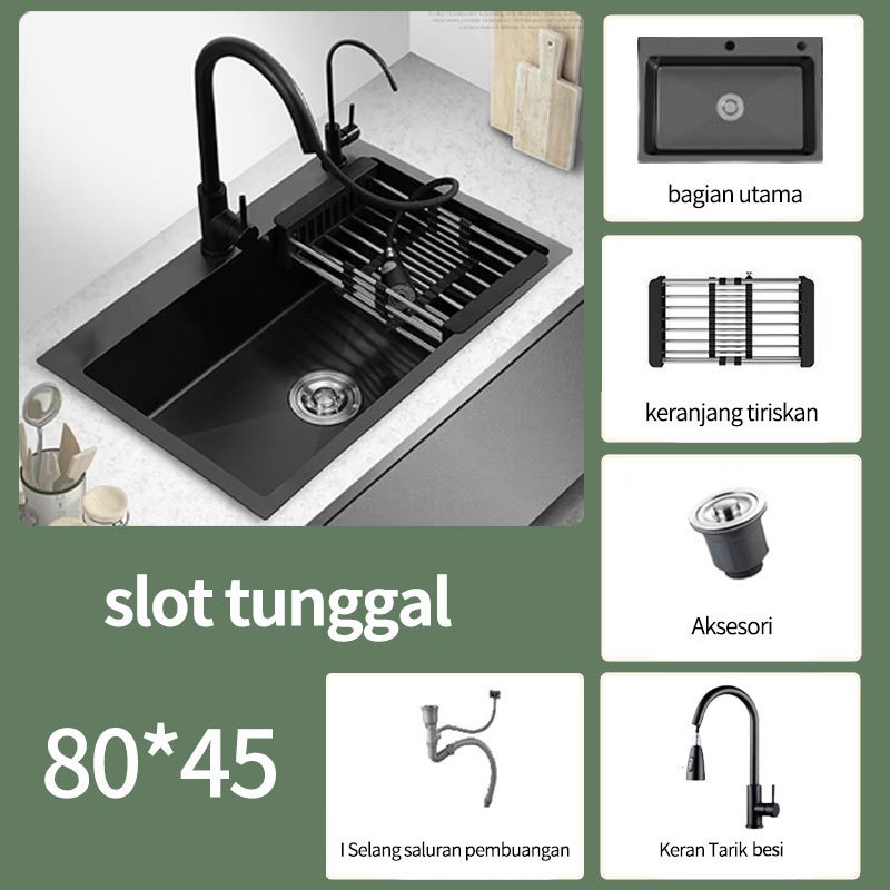 Jual SUS 304 Paket Komplit Kitchen Sink 6045/8245 Wastafel Dapur ...