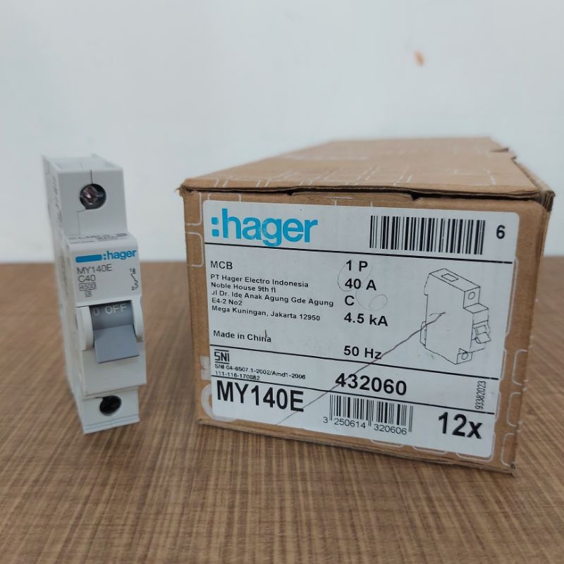 Jual MCB HAGER 2A, 4A, 6A, 10A, 16A, 20A, 25A, 32A, 40A (1Pole) | Shopee Indonesia