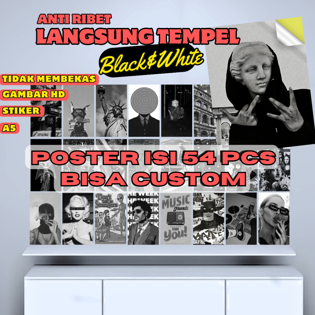 Jual STIKER POSTER DINDING ISI 54 PCS | TINGGAL TEMPEL | STIKER POSTER ...