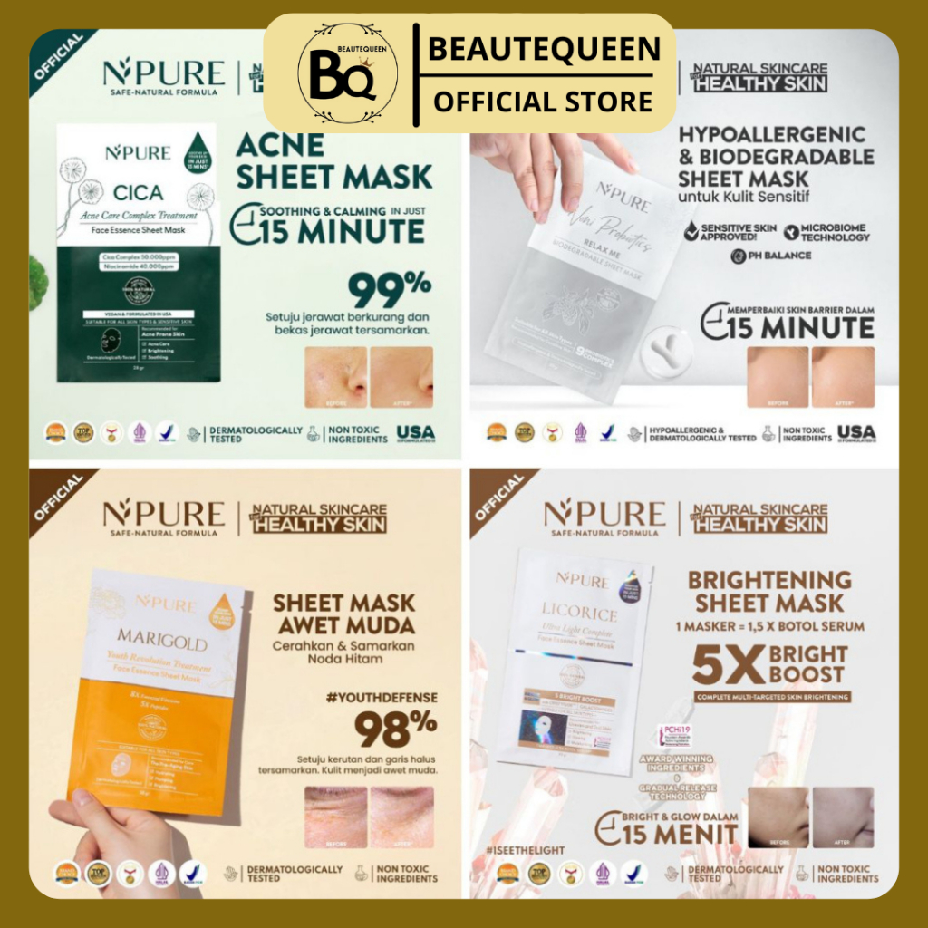 Jual NPURE SHEET MASK | NPURE Centella Asiatica Sheet Mask - MARIGOLD ...