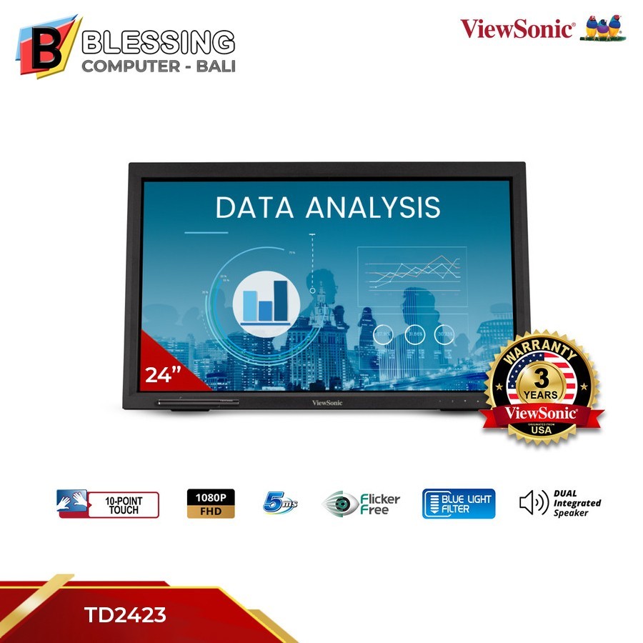 Jual Monitor ViewSonic TD2423 IR Touch Screen 24inch Monitor HDMI VGA | Shopee Indonesia