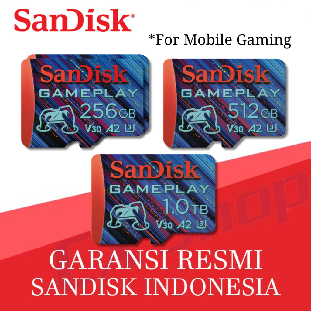 Jual SanDisk GamePlay Micro SDXC A2 U3 For Mobile Gaming 4K 190MB/s - 256GB 512GB 1TB | Shopee ...
