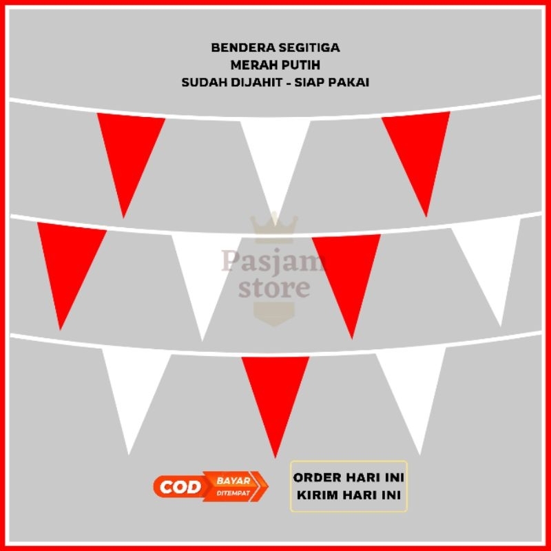 Jual 50 Meter Bendera Rentang Festival Bunting Flag Merah Putih Segitiga Kain Hias Festival ...