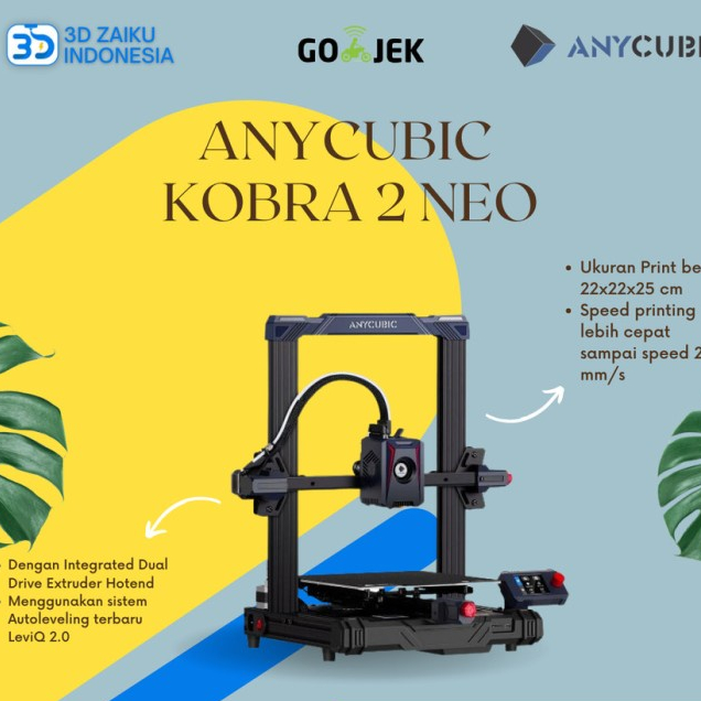 Jual Anycubic Kobra 2 Neo Autoleveling 3D Printer High Speed Input ...