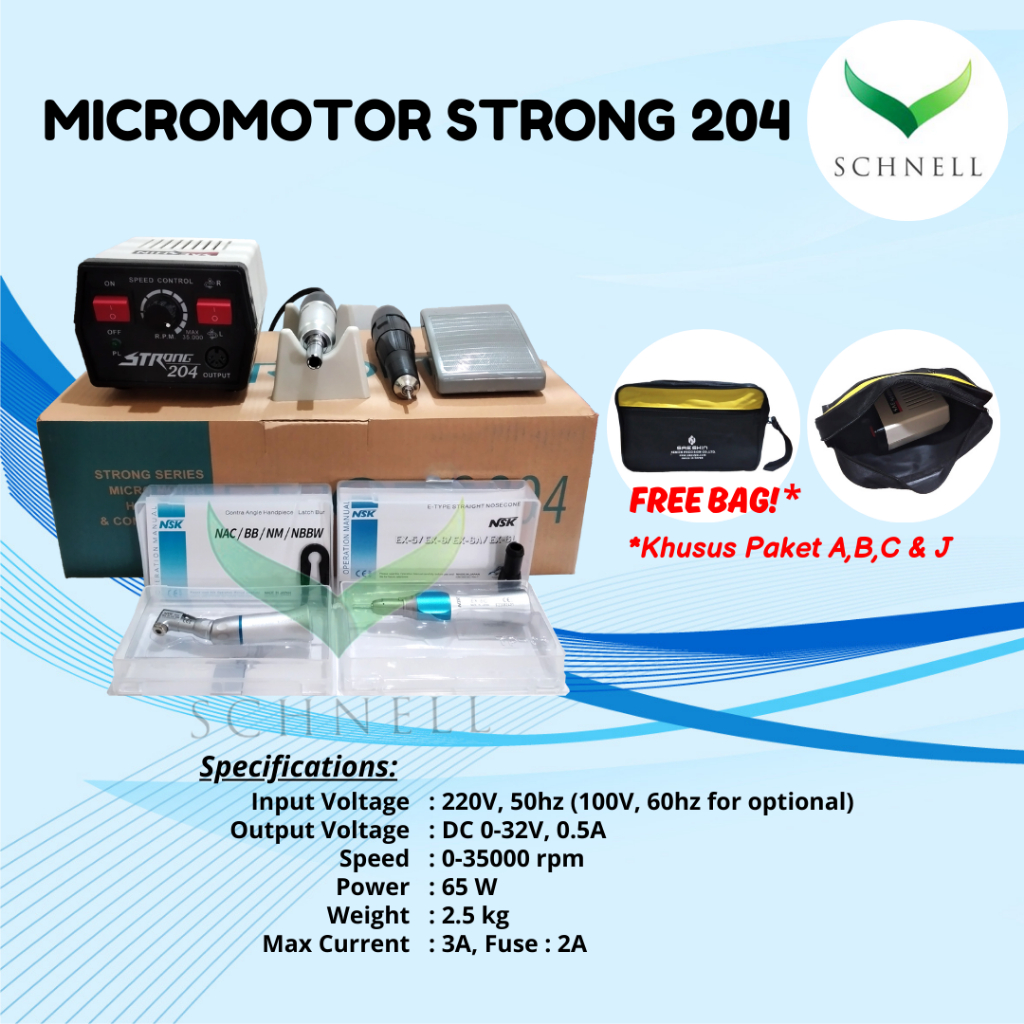 Jual Mikromotor STRONG 204 Highspeed Lowspeed / Micromotor / Mikro ...