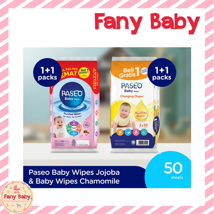 Jual PASEO BABY WIPES WET TISSUE 50 SHEETS BUY 1 GET 1 | Shopee Indonesia