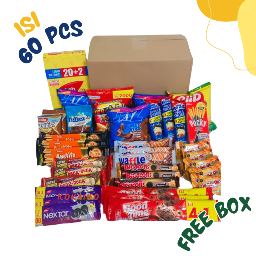 Jual Hampers/Paket snack/Snack box kado isi 60 pcs | Shopee Indonesia