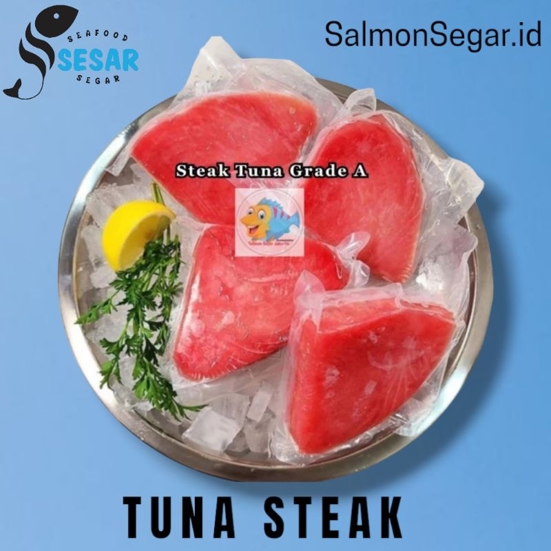 Jual Steak Ikan Tuna - Fillet Tuna Grade A - Seafood Tuna Yellow Fin | Shopee Indonesia