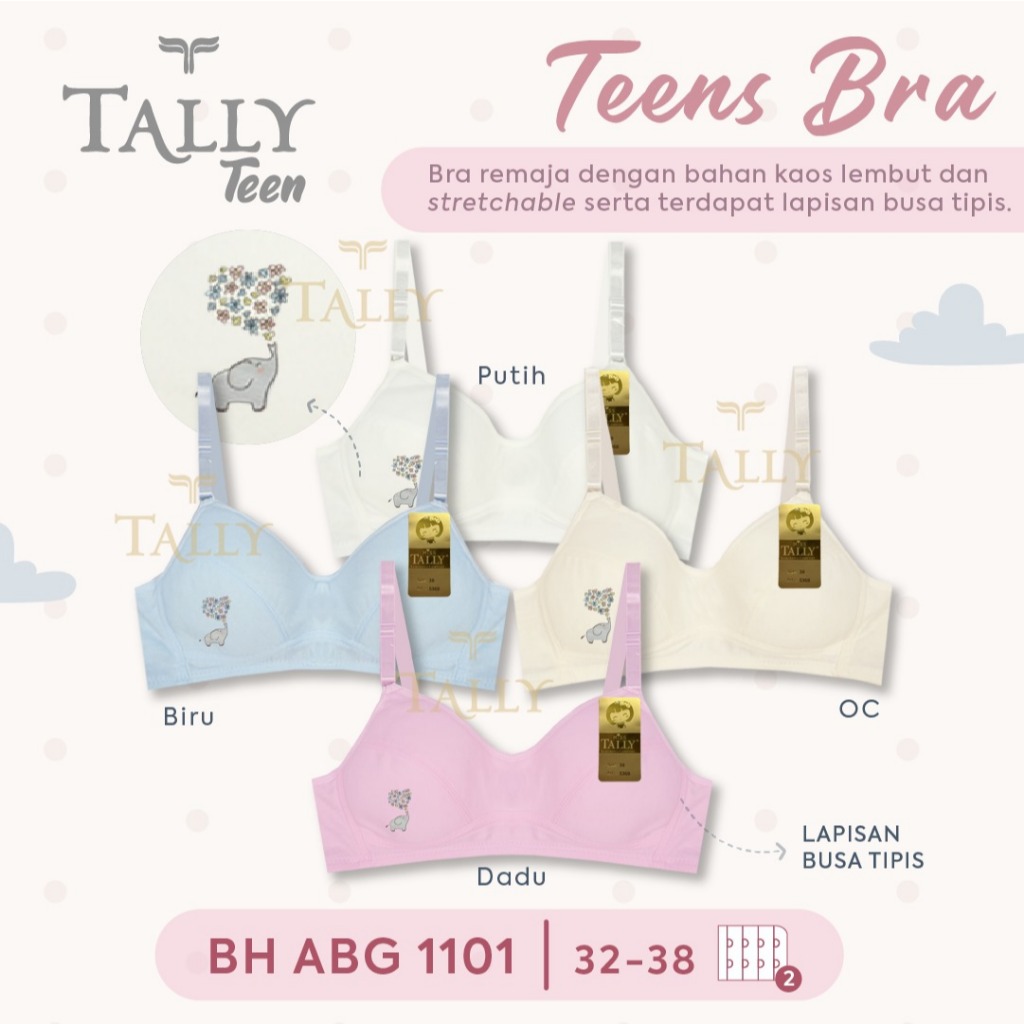Jual Bh Bra Remaja Tally 1101 , 1102 , 1103 (Cup A) 32-38 Kait 2 Tanpa ...